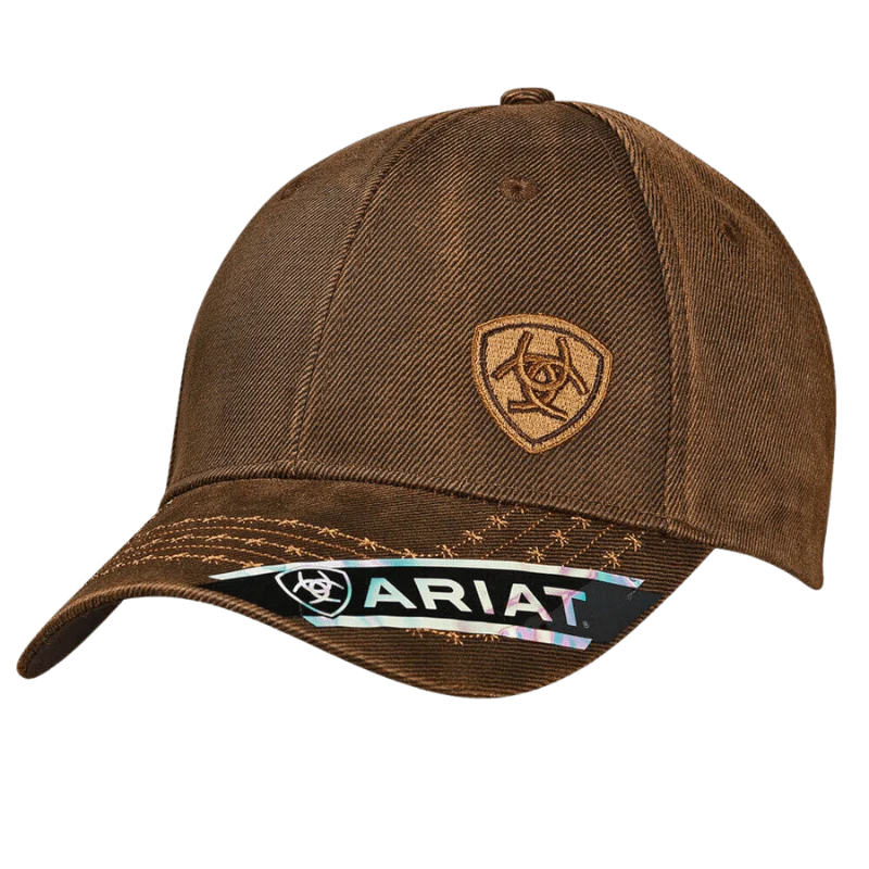 ARIAT MEN’S OFFSET BROWN OILSKIN SNAPBACK BALL CAP 1518002 – Tom Waters ...